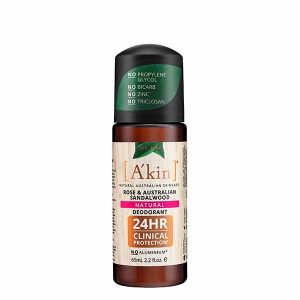 A'kin Rose & Sandalwood Natural Roll On Deodorant 65ml at MYM Beauty NZ